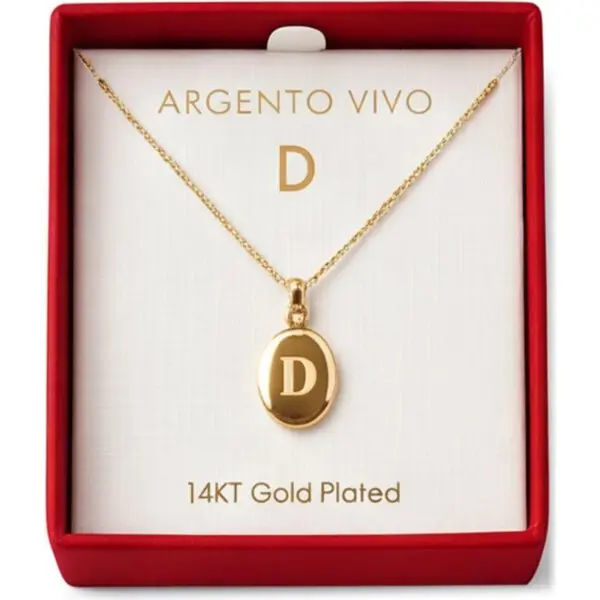 Argento Vivo Initial Oval Locket Necklace - Gold D