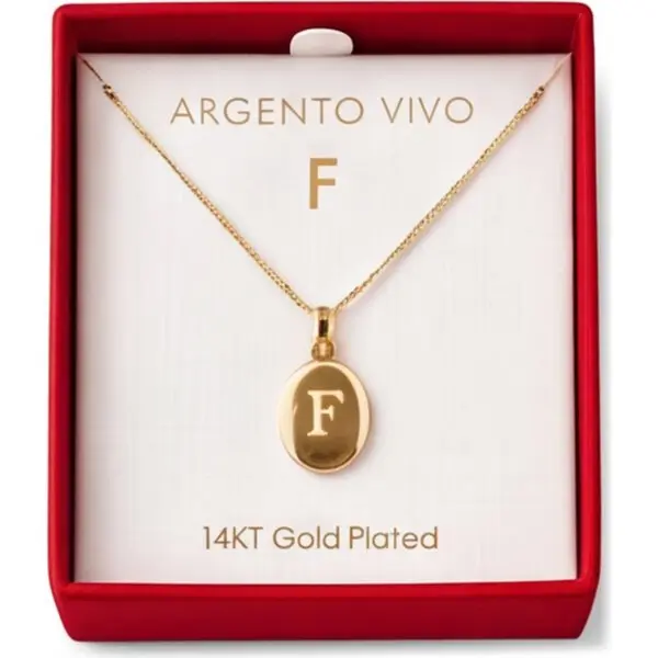 Argento Vivo Initial Oval Locket Necklace - Gold F