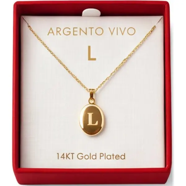 Argento Vivo Initial Oval Locket Necklace - Gold L