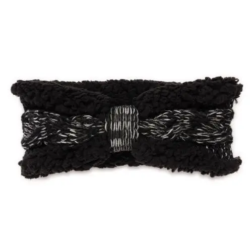 MUK LUKS Cable Knotted Knit Headband - Black Multi