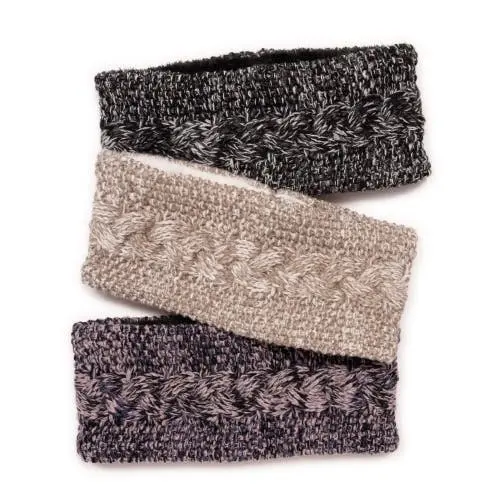 MUK LUKS Cable Marled Knit Headband - Ebony Marl
