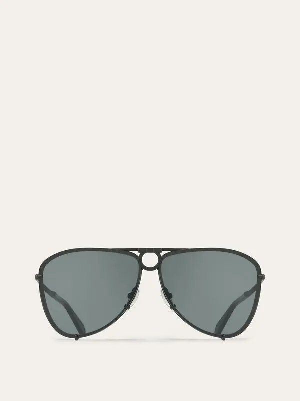 FERRAGAMO Aviator Frame Sunglasses With Interchangeable Lenses - Black