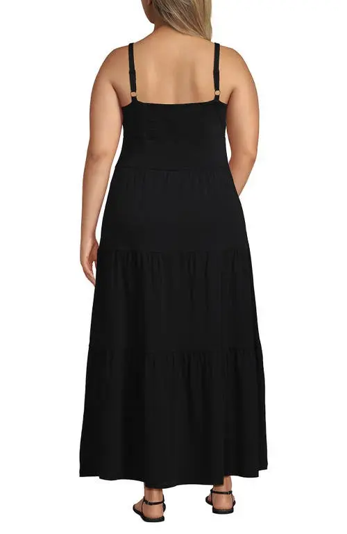 LANDS' END Cotton Modal Twist Front Tiered Maxi Dress