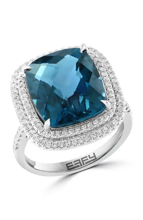 EFFY 14k White Gold Midnight Ocean London Topaz Ring - Blue