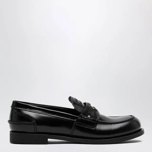 Miu Miu Brushed Leather Loafers - Black
