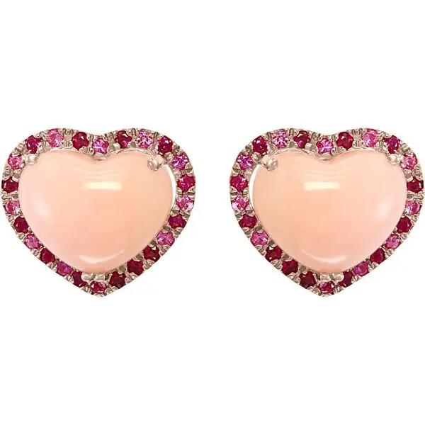 EFFY 14k Rose Gold Blush Heart Gemstone Earrings