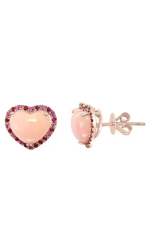 EFFY 14k Rose Gold Blush Heart Gemstone Earrings