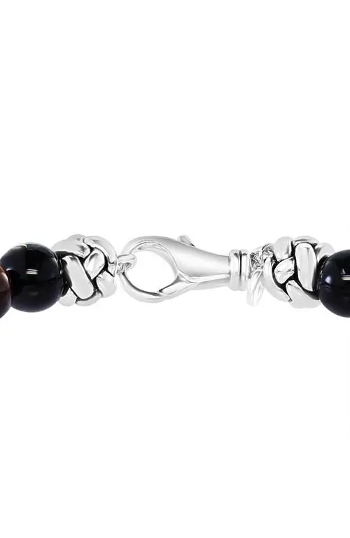 EFFY 925 Sterling Silver Midnight Luxe Tiger Eye & Onyx Beaded Bracelet