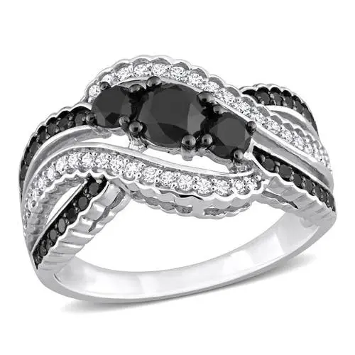 JULIANNA B. 1-1/5 Black Crisscross Ring 10k - Diamond