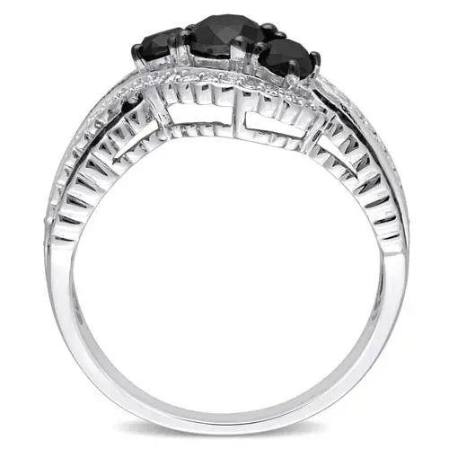 JULIANNA B. 1-1/5 Black Crisscross Ring 10k