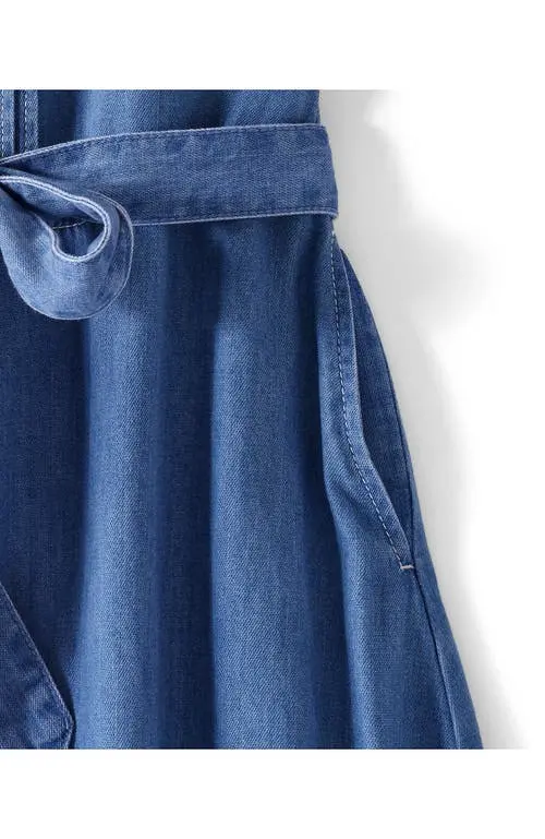 LANDS' END Light Weight Denim Tiered Midi Dress