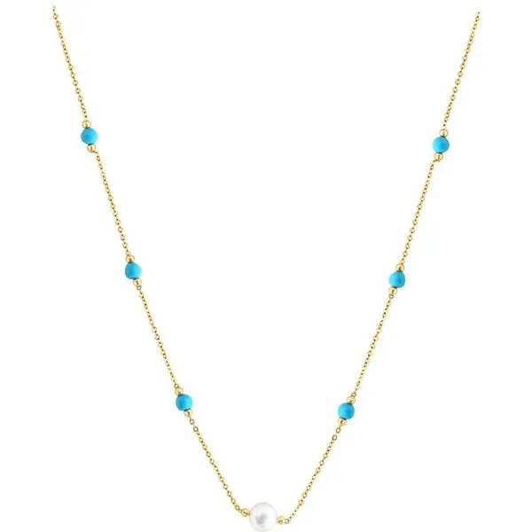 EFFY 14k Yellow Gold Turquoise Dreams Freshwater Pearl Necklace - Blue