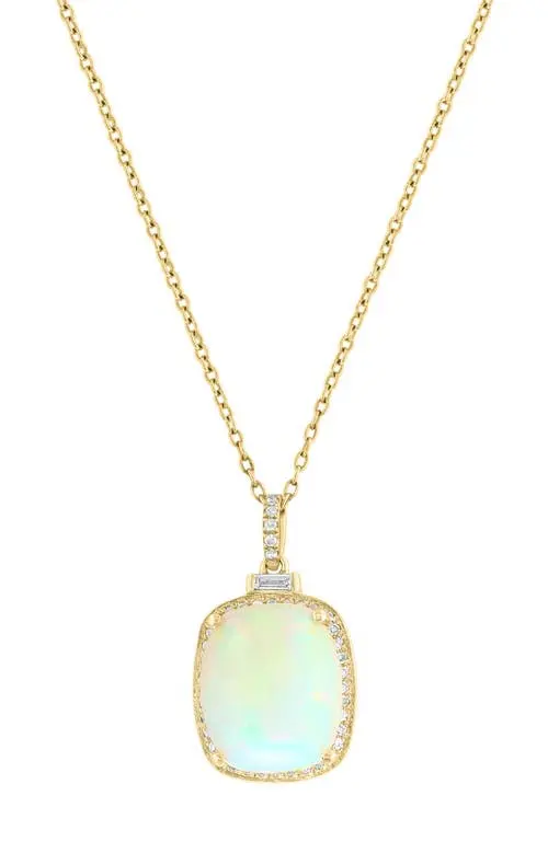 EFFY 14k Yellow Gold Ethereal Ethiopian Opal Halo Pendant - White