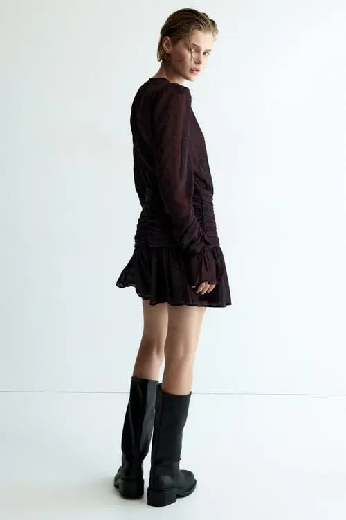 H&M Ruched Chiffon Dress