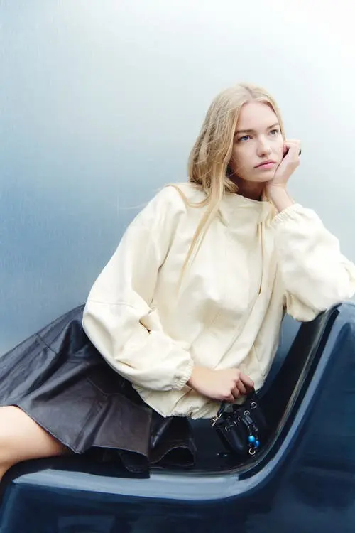 H&M Balloon-sleeved Funnel-collar Jacket