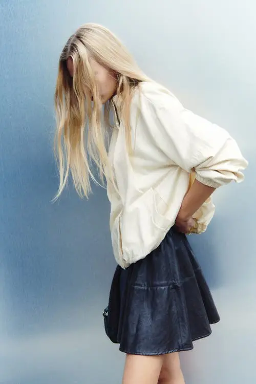 H&M Balloon-sleeved Funnel-collar Jacket