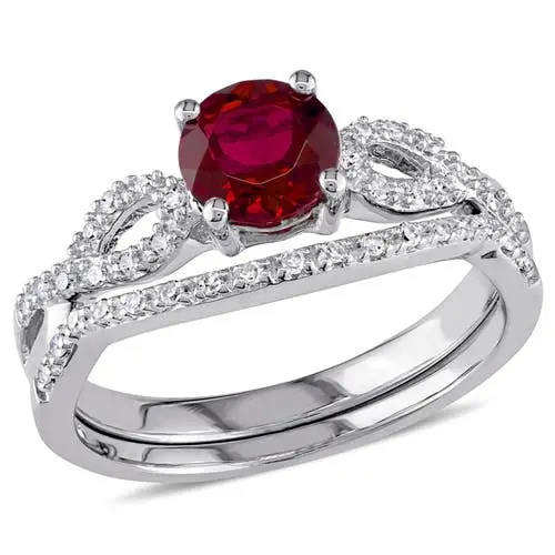 JULIANNA B. Lab- & Diamond Bridal Ring Set - Created Ruby