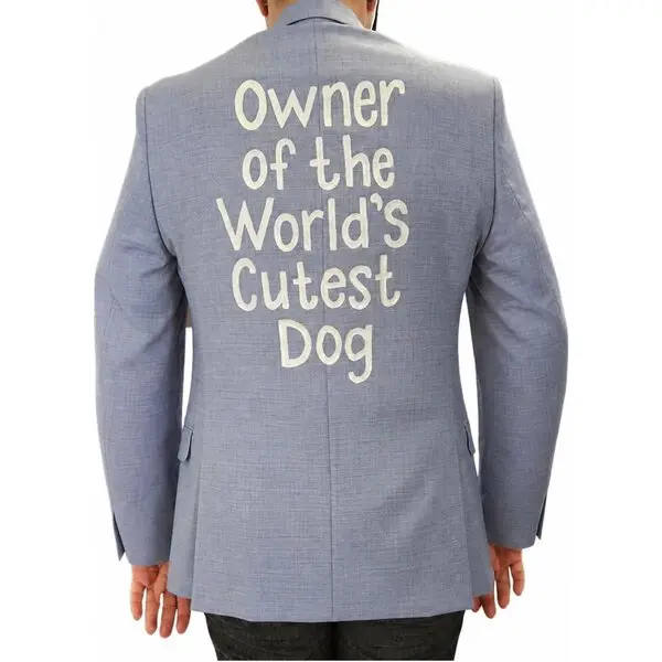 THE DIVINE REBEL COLLECTIVE Worlds Cutest Dog Light Blue Blazer