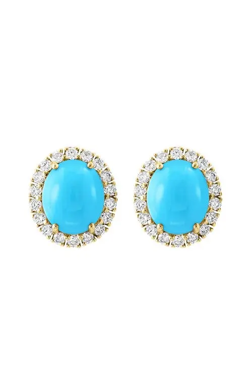 EFFY 14k Yellow Gold Golden Sky Turquoise Stud Earrings - Blue