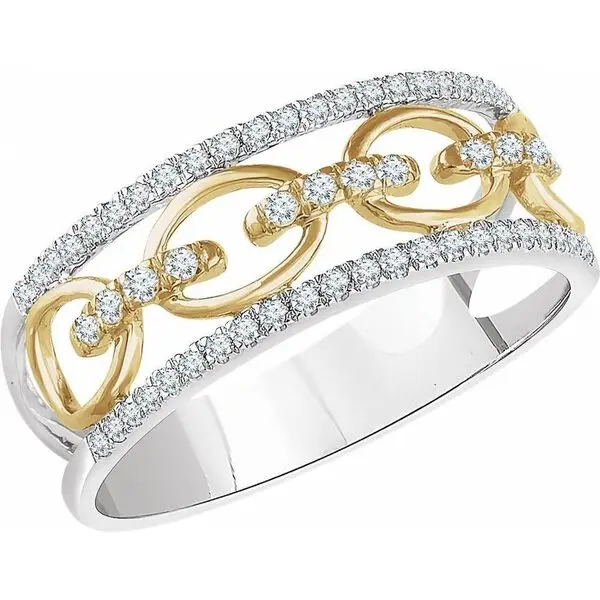 IVY & PEARL CO. 1/4 Ct Natural Diamond Link Ring In 14k Gold