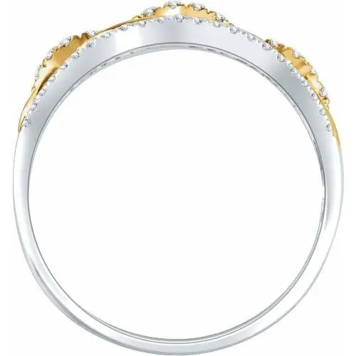 IVY & PEARL CO. 1/4 Ct Natural Diamond Link Ring In 14k Gold