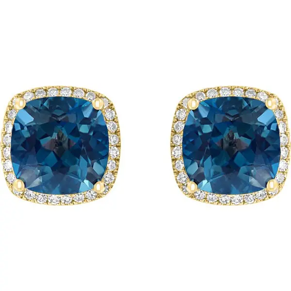 EFFY 14k Yellow Gold Midnight Ocean London Topaz Earrings - Blue
