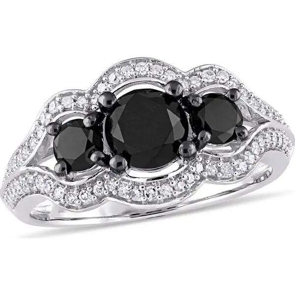 JULIANNA B. 1-3/4 Ctw Black 3-stone Ring 10k