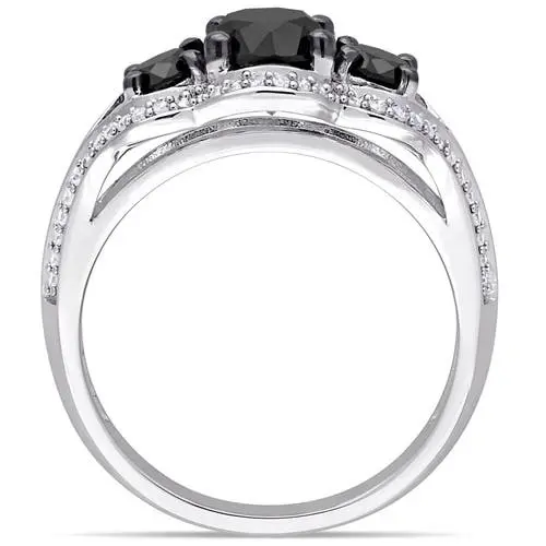JULIANNA B. 1-3/4 Ctw Black 3-stone Ring 10k