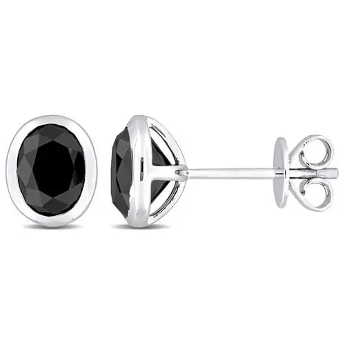 JULIANNA B. 2 Ctw Black Oval Stud Earrings 14k - Diamond