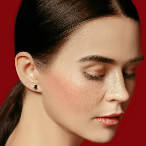 JULIANNA B. 2 Ctw Black Oval Stud Earrings 14k
