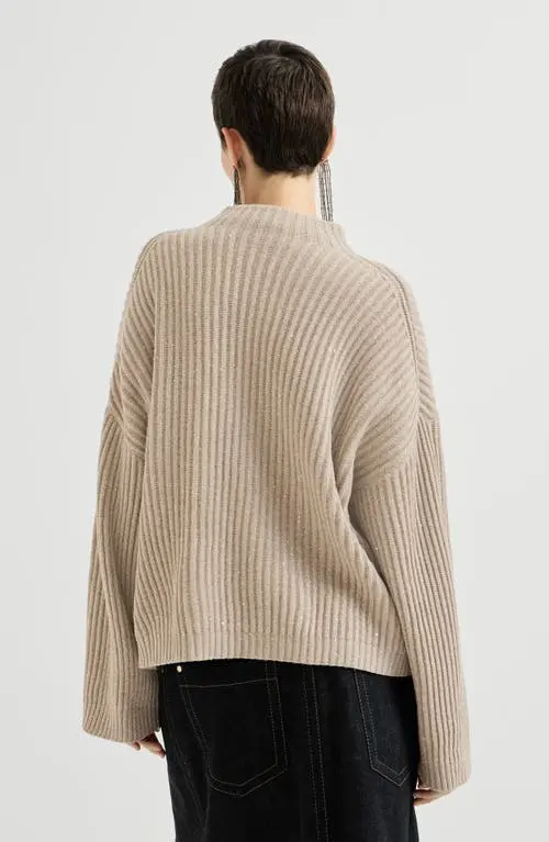 Brunello Cucinelli Sparkling & Dazzling Cashmere And Wool Ribbed Sweater