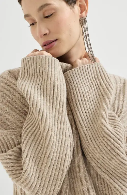 Brunello Cucinelli Sparkling & Dazzling Cashmere And Wool Ribbed Sweater