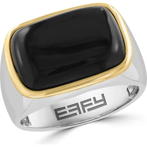 EFFY 925 Sterling Silver & 18k Yellow Gold Midnight Luxe Onyx Ring - Black