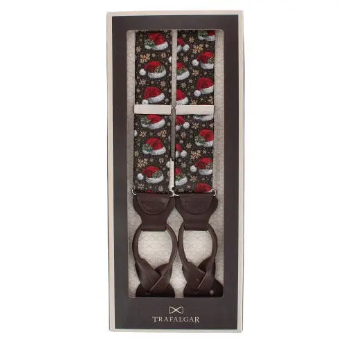 Trafalgar Kris Kringle's Cap Silk Novelty Button End Suspenders