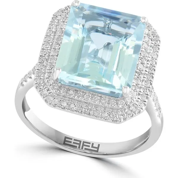 EFFY 14k White Gold Aquamarine Horizon Ring - Blue