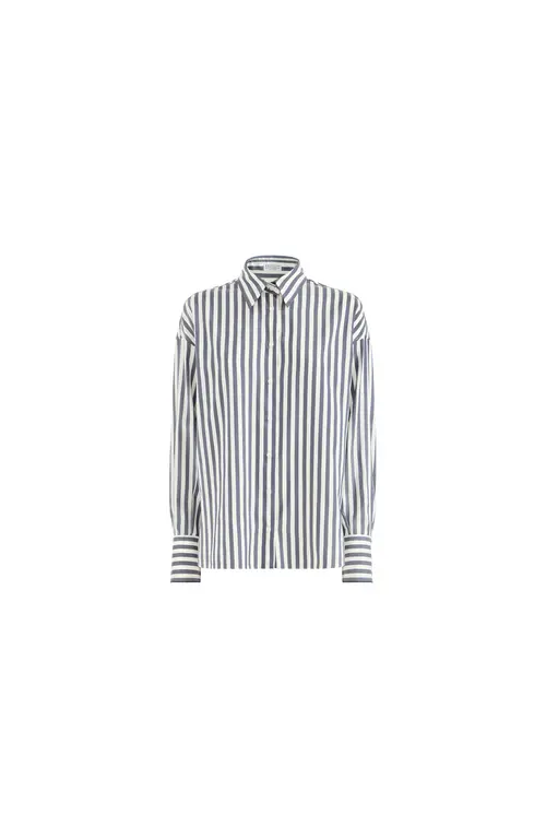 Brunello Cucinelli Wide Stripe Silk Poplin Shirt
