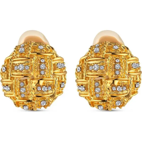 CHRISTINA CARUSO Woven Pave Clip-on Earring - Gold