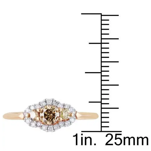 JULIANNA B. Brown & White Halo Engagement Ring