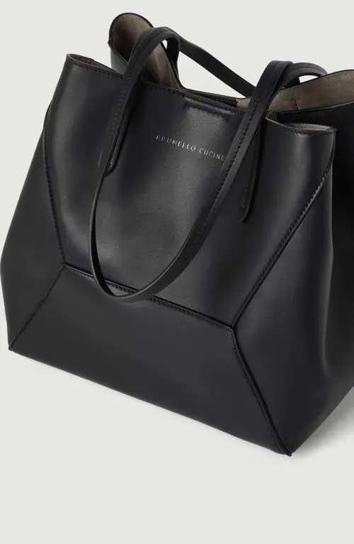 Brunello Cucinelli Bc Duo Large Bag In Calfskin With Monili