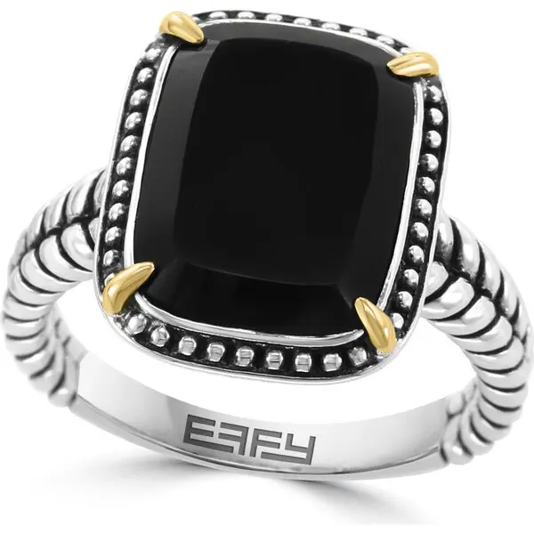 EFFY 925 Sterling Silver & 18k Yellow Gold Midnight Luxe Signet Ring - Black