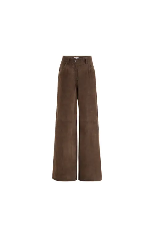 Brunello Cucinelli Suede Baggy Trousers With Monili