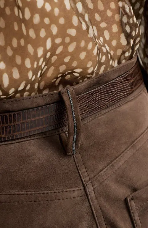 Brunello Cucinelli Suede Baggy Trousers With Monili