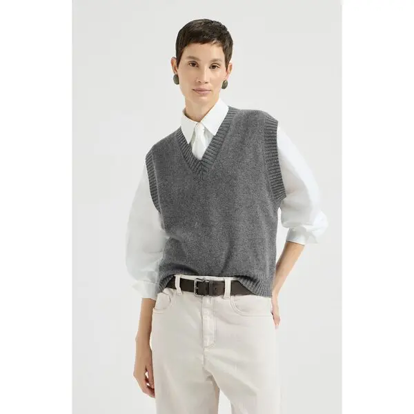 Brunello Cucinelli Cashmere Sweater Vest With Monili