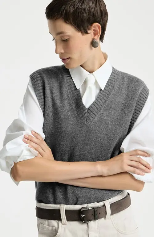 Brunello Cucinelli Cashmere Sweater Vest With Monili