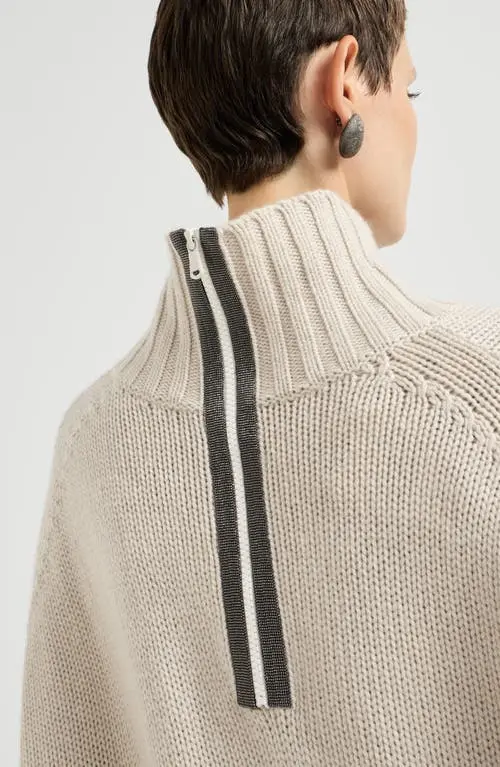 Brunello Cucinelli Cashmere Turtleneck Sweater With Shiny Zipper