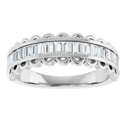 IVY & PEARL CO. 5/8 Ct Natural Baguette Diamond Band In 14k Gold - White