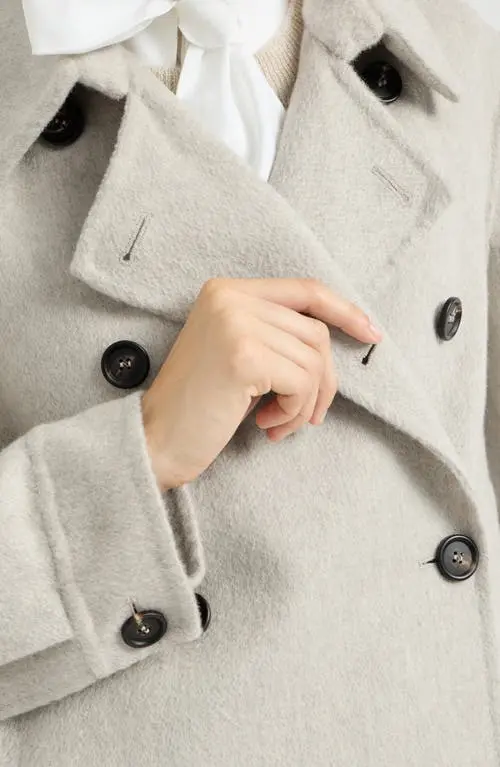 Brunello Cucinelli Hand-crafted Cropped Pea Coat In Cashmere Double Beaver Cloth With Monili
