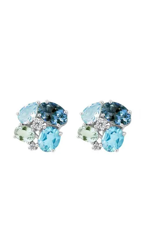 EFFY 14k White Gold Ocean Blossom Multi-gemstone Earrings - Blue