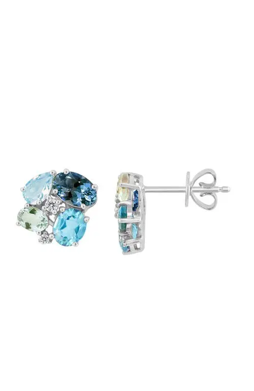 EFFY 14k White Gold Ocean Blossom Multi-gemstone Earrings