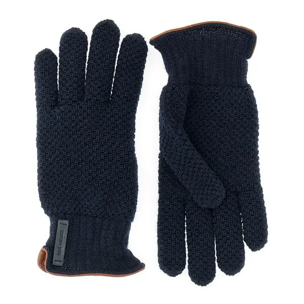 Paul & Shark Wool Gloves With Leather Trims - Blue